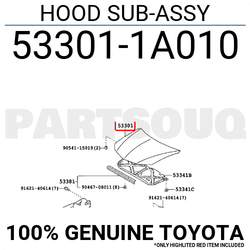 533011A010 Genuine Toyota HOOD SUB-ASSY 53301-1A010 | eBay