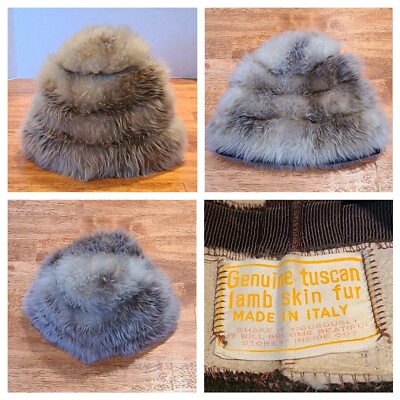Vintage Genuine Tuscan Italian Lamb Skin Fur Winter Hat - Made In Italy ...