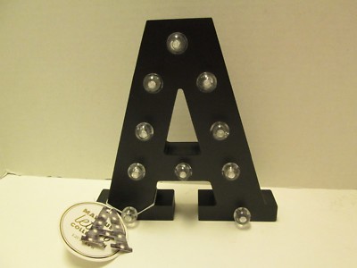 Initial "A" LED Lighted Sign, Marquee Letter Collection, Black Wood ...