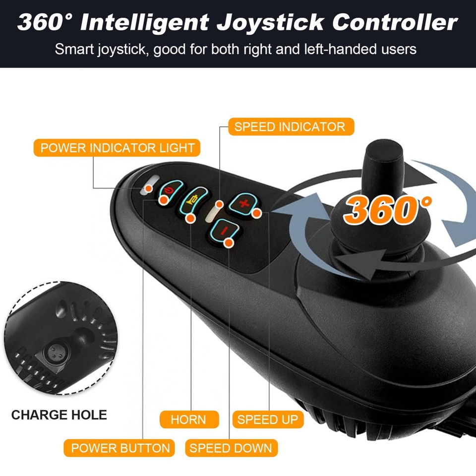 Adult Folding Power Wheelchair with 12 Mile Range, 360° Rotating Smart ...