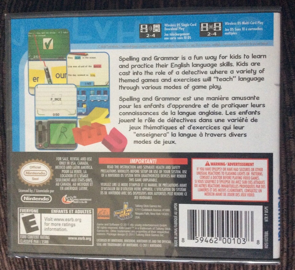 New Nintendo DS Kids Learn Spelling And Grammar Grades 2 - 5 | eBay