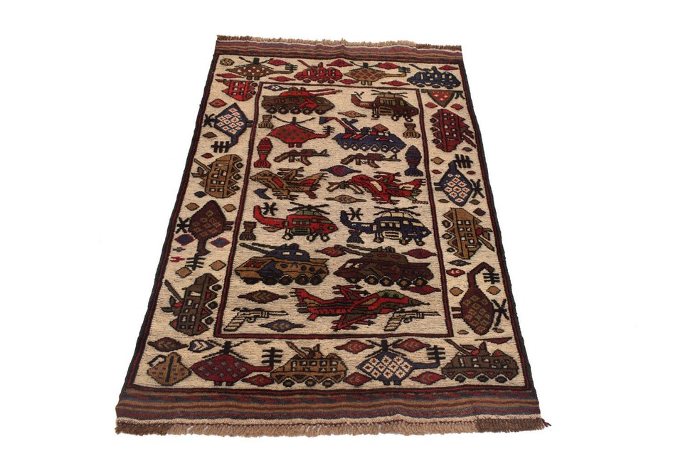 3x5' War Rug TANKS GUNS CHOPPERS Wool Handmade #P949 | eBay