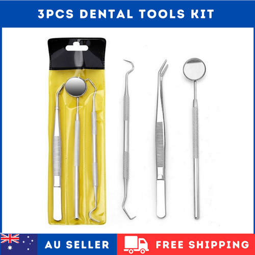 3pcs Stainless Dental Tools Set Kit Dentist Teeth Clean Hygiene Mirror ...