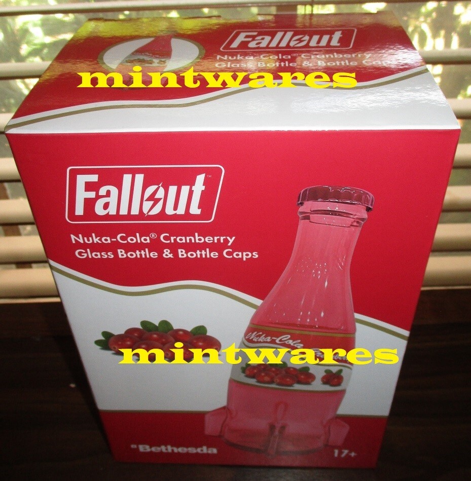 Fallout Nuka Cola Cranberry Glass Rocket Bottle & 10 Caps Replica NEW ...