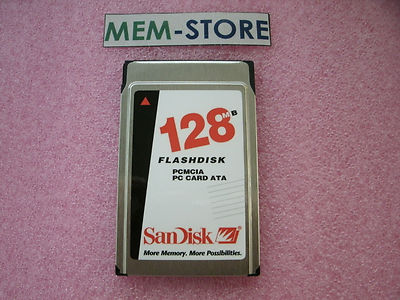 128MB FLASHDISK ( FLASH CARD) PCMCIA PC CARD ATA SANDISK P/N SDP3B-128 ...