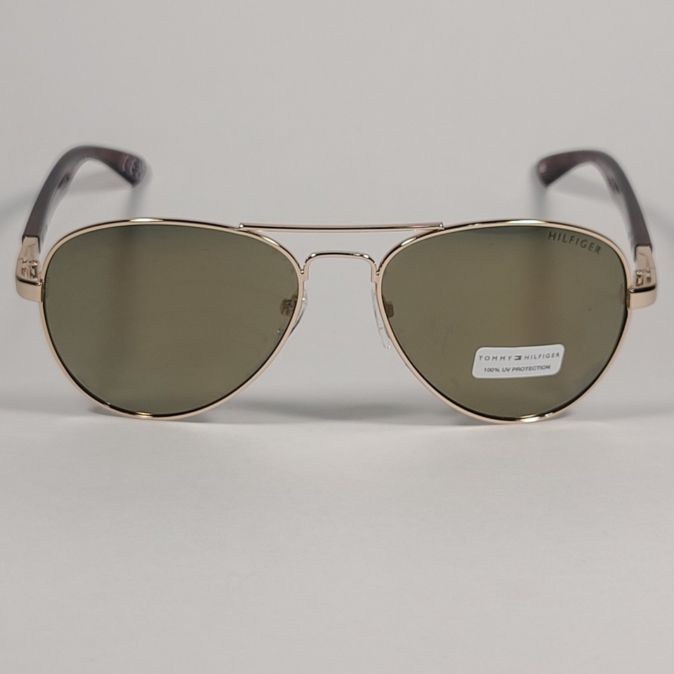Tommy Hilfiger Benjamin Aviator Sunglasses Brown Tortoise Frame Gold ...