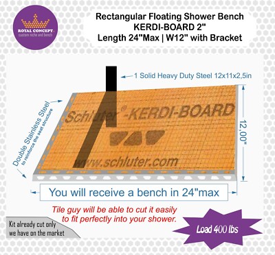 Floating Shower Bench - Schluter Kerdi-Board 2" - L24xW12xH2 - 1 ...