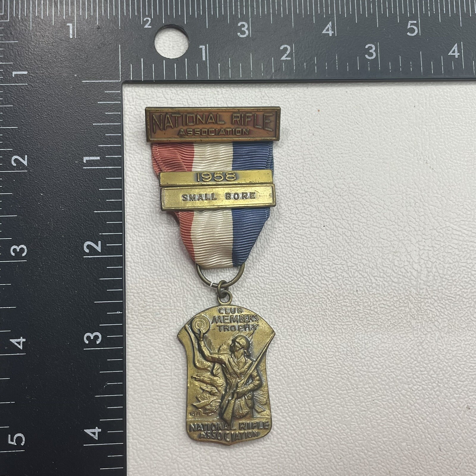 Vtg 1958 NRA SMALL BORE CLUB MEMBERS TROPHY Gun Shooting 1950s Medal ...