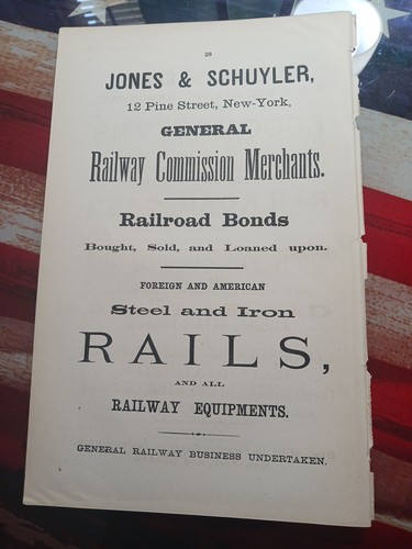 1872 Print Ad Jones & Schuyler Pine St NYC Railway Merchants Railroad ...
