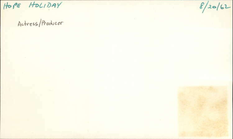 Hope Holiday Actress / Producer Signed 3" x 5" Index Card | eBay