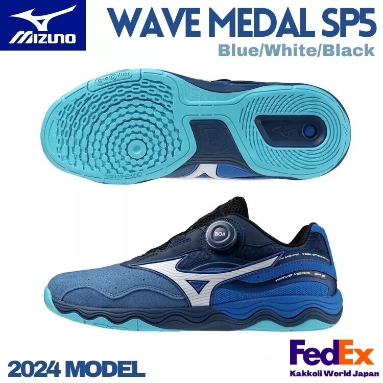 Mizuno Table Tennis Shoes WAVE MEDAL SP5 Blue/White/Black 81GA2412 12 ...