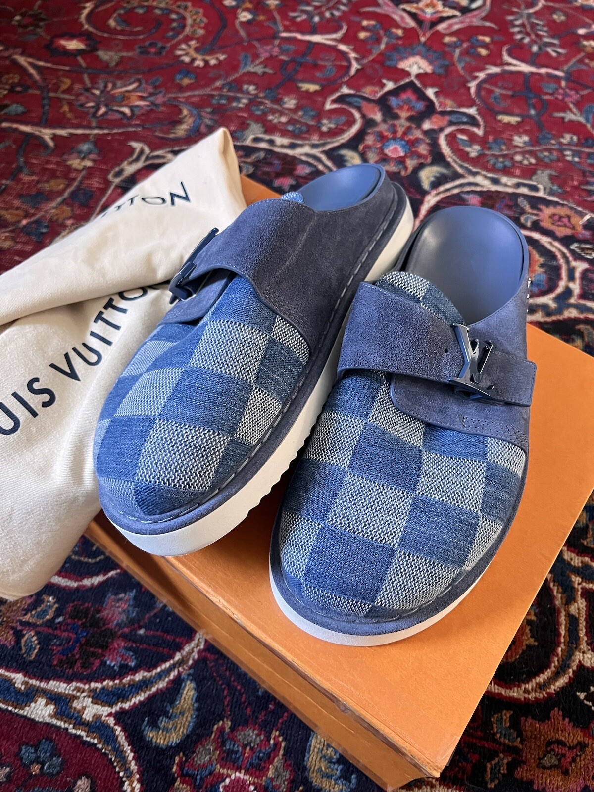 Louis Vuitton Easy Mule Virgil Abloh Damier Pattern Men LV 9 Nigo Clog ...