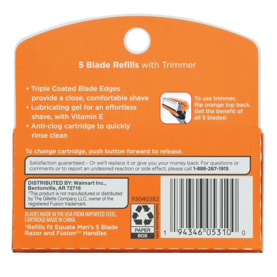 Equate Men's 5 Blade Razor Blade Refills, 4 Ct | eBay