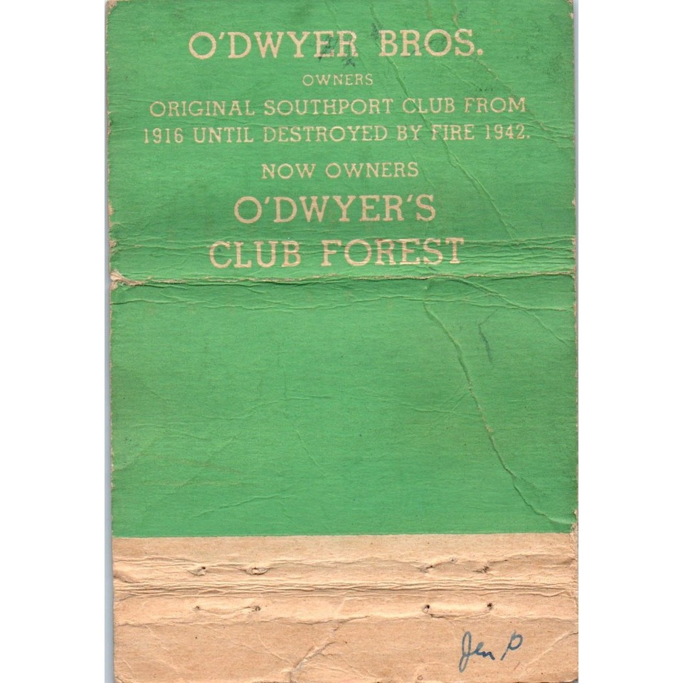 O'Dwyer's Club Forest New Orleans Advertising Matchbook Cover SA1-M5 | eBay
