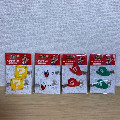 Super Mario Hair Clips Set Mario Luigi Hat Ghost Block LE Used | eBay