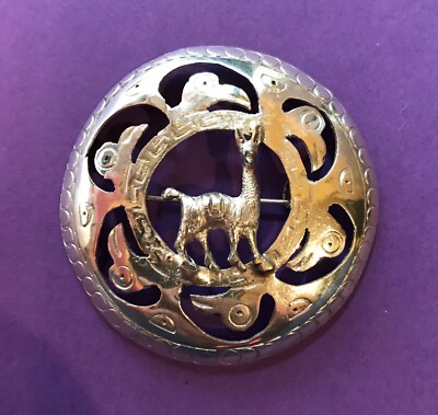 Sterling Silver PERU 1940 Peruvian Topo PIN Brooch LLAMA Alpaca Inca ...