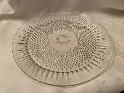 Vintage CRISTAL d' ARQUES Clear Glass Diamond Pattern Round Platter 12 ...