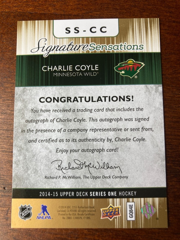 2014-15 Upper Deck Charlie Coyle Auto Autograph | eBay