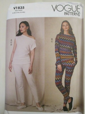 Vogue 1835 Tops Pants Slippers Pattern XS-XXL 4-26 Easy Pajamas ...