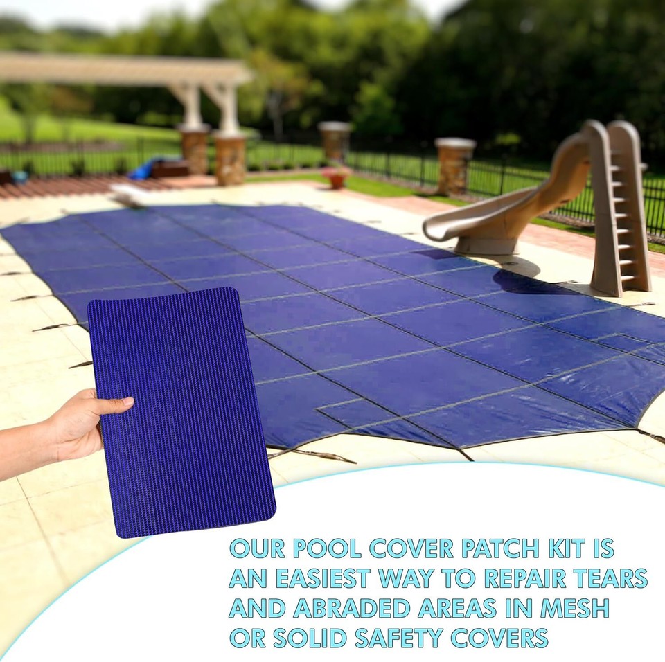 6 pcs Pool Cover Repair Patch Kit 8x4in - Self Adhesive Medium Blue ...
