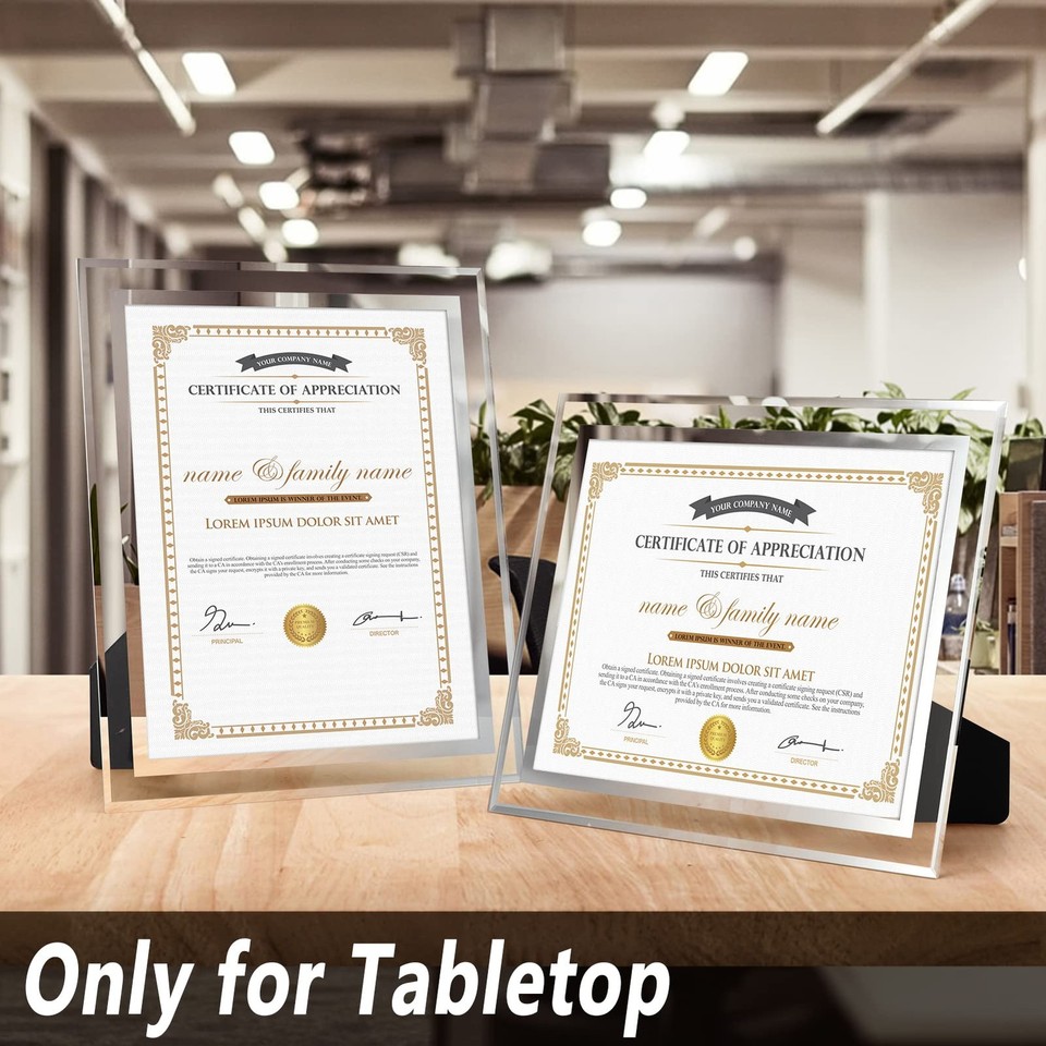 8.5x11 Picture Frames, 4 Packs Silver Glass Certificate Frames for ...