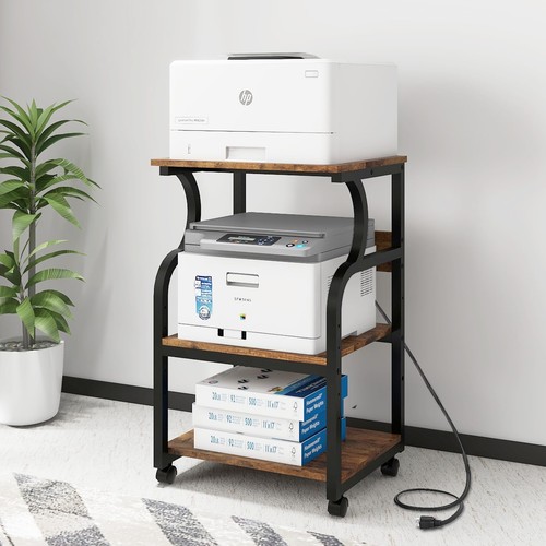 3 Tier Printer Stand,Rolling Printer Table with Adjustable Storage ...