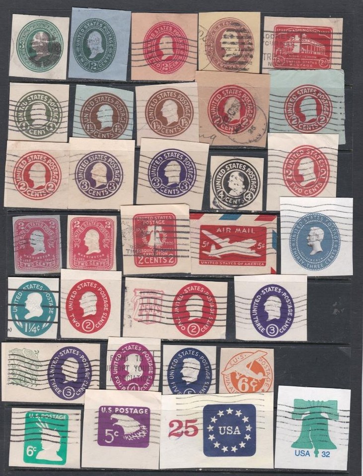 U.S. Stamps. Unchecked lot of 32 cut square stamps. . Used. Lot #1094 ...