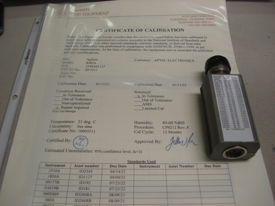 Agilent 8485A - 50 MHz - 26.5 GHz Power Sensor - CALIBRATED 01/11/2021 ...