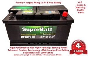 12V 85AH SuperBatt TYPE 110 Car Battery = VOLVO 12V 80AH 700A EN ...