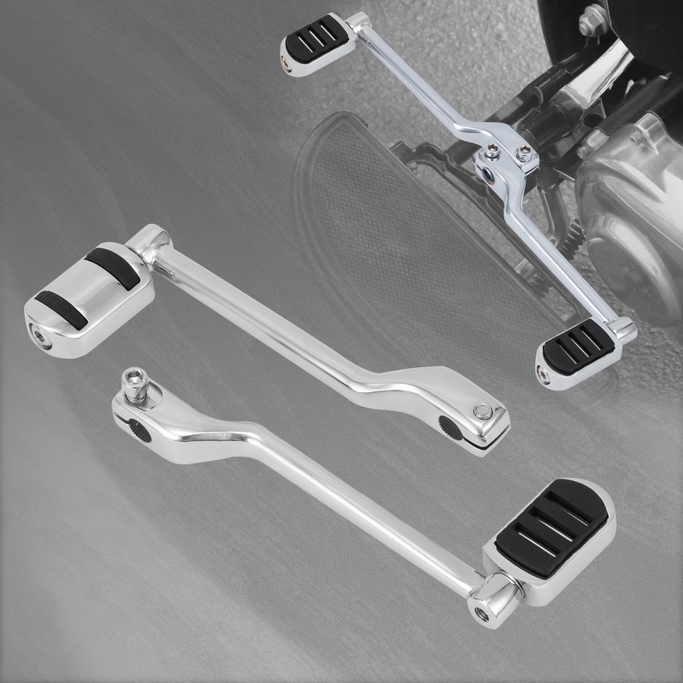 NEW Chrome&Black Extend Heel Toe Shift Lever W/Shifter Peg For Harley ...