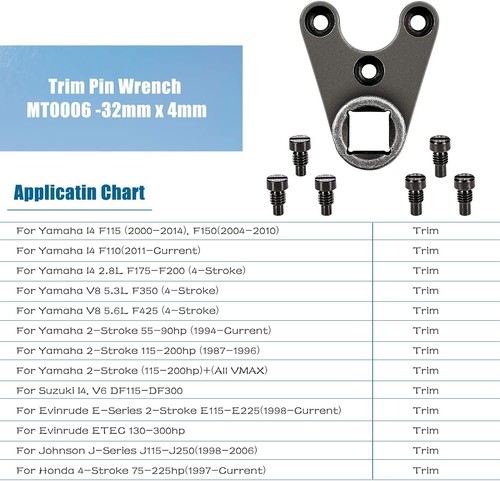 Outboard Trim/Tilt Pin Wrench Tool MT0006-32mm x 4mm for Yamaha, Honda ...