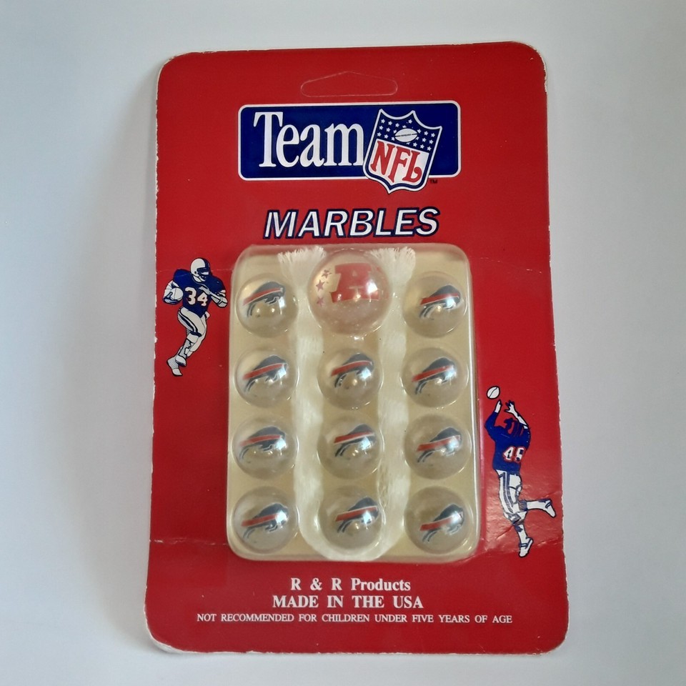 1970s NIB Vintage R&R Products NFL Team 12 Buffalo Bills Glass Marbles ...