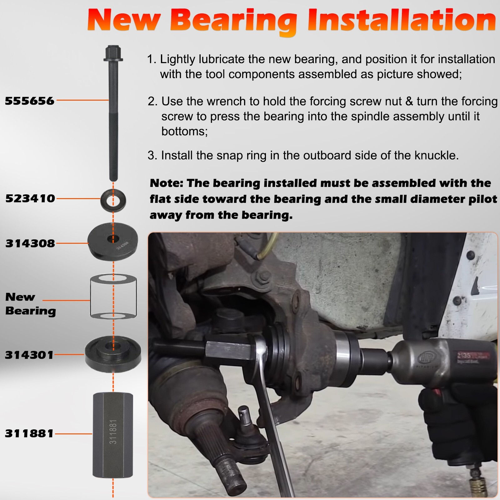 For OTC 6575 Hub Grappler Kit Front Rear Wheel Hub and Bearing Removal ...