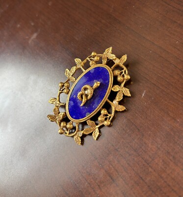 Goldette Florenza Design Brooch Filigree Enameled Snake Pearl Antique ...