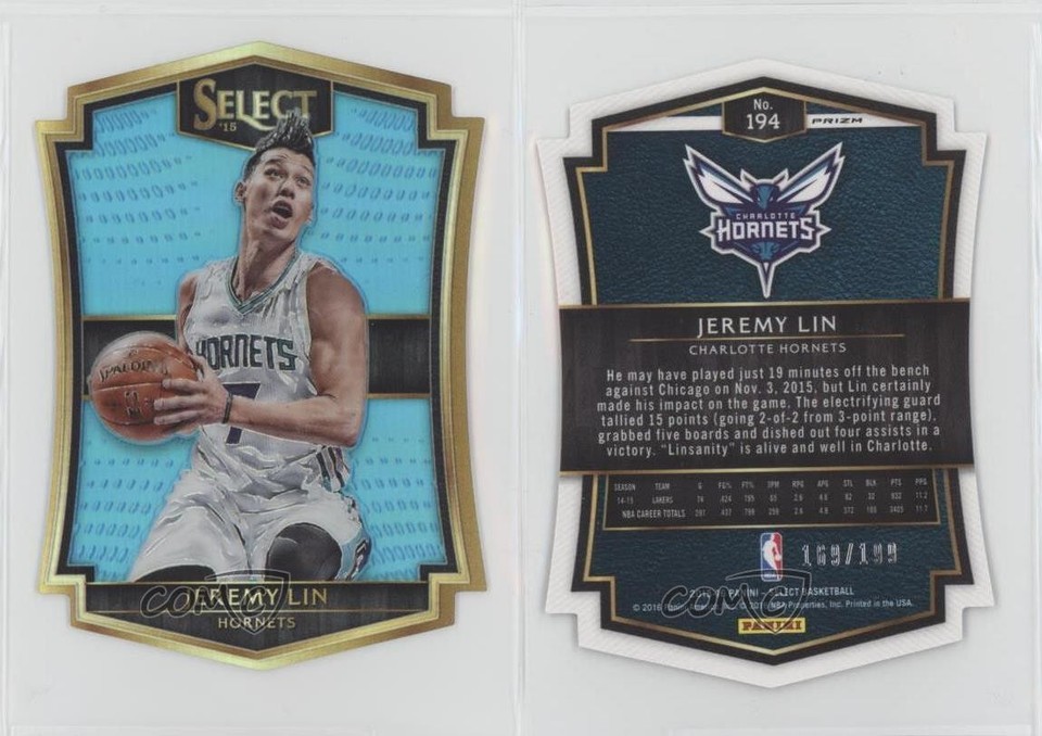 2015-16 Panini Select Premier Level Die-Cut Blue Prizm /199 Jeremy Lin ...