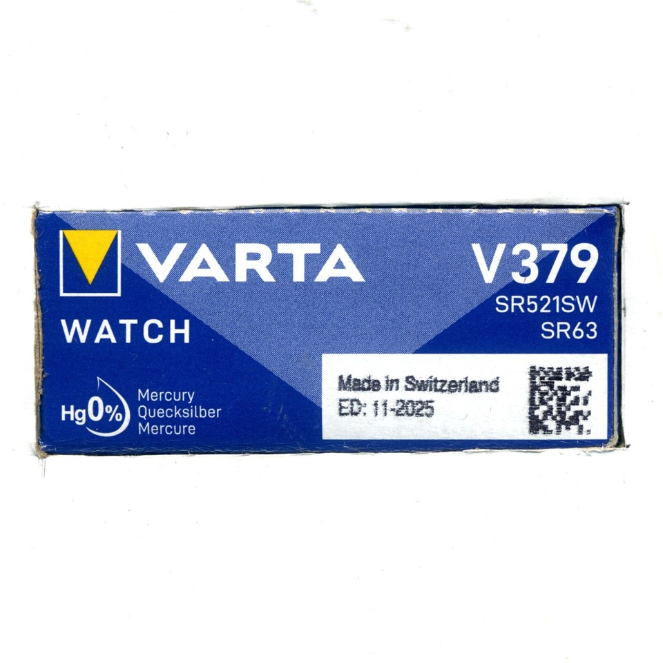 2 x VARTA 379 SR521SW V379 SR63 1.55V Silver Oxide Watch Cell Batteries ...