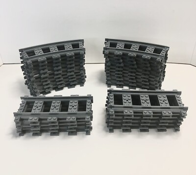 Lego Train Track Plastic RC Trains 11 Straight, 20 Curved, Lot of 31 ...