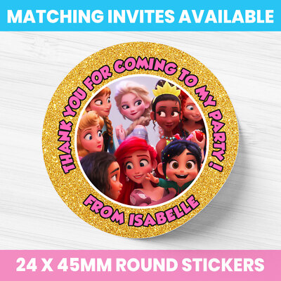 DISNEY PRINCESS SWEET CONE STICKERS PERSONALISED PARTY LABELS ANY ...