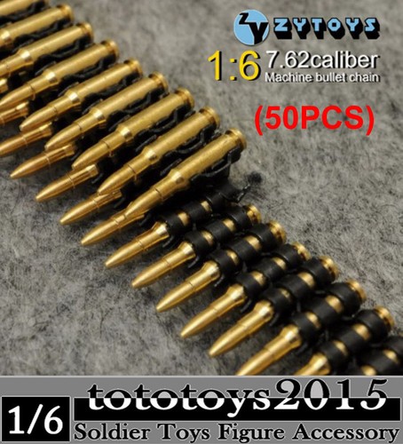 1/6 scale 50pcs 7.62 Caliber Machine Bullet Chain ZY TOYS Ammunition ...