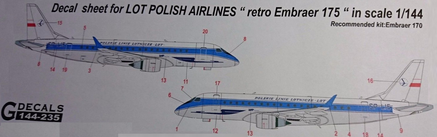 Embraer 175 LOT Retro Gio Decals 144-235 1/144 | eBay