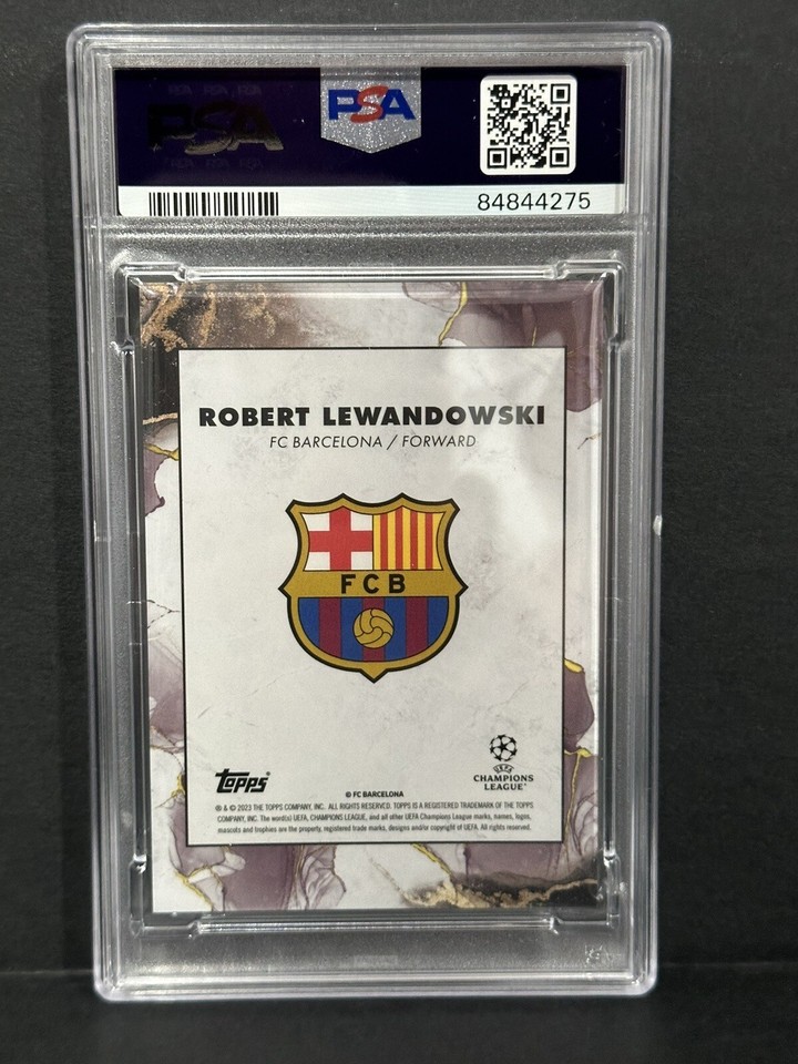 2022-23 Topps Inception UCL Barcelona Robert Lewandowski Blue /49 PSA ...
