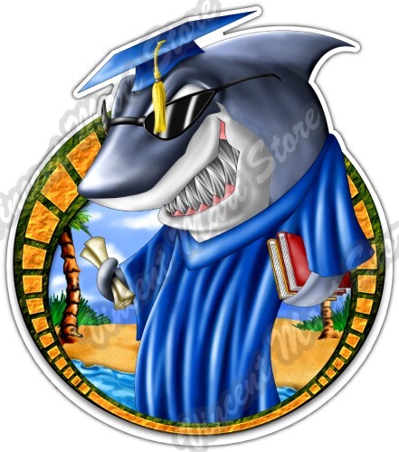 School Shark College Graduation Diploma Car Bumper Vinyl Sticker Decal ...