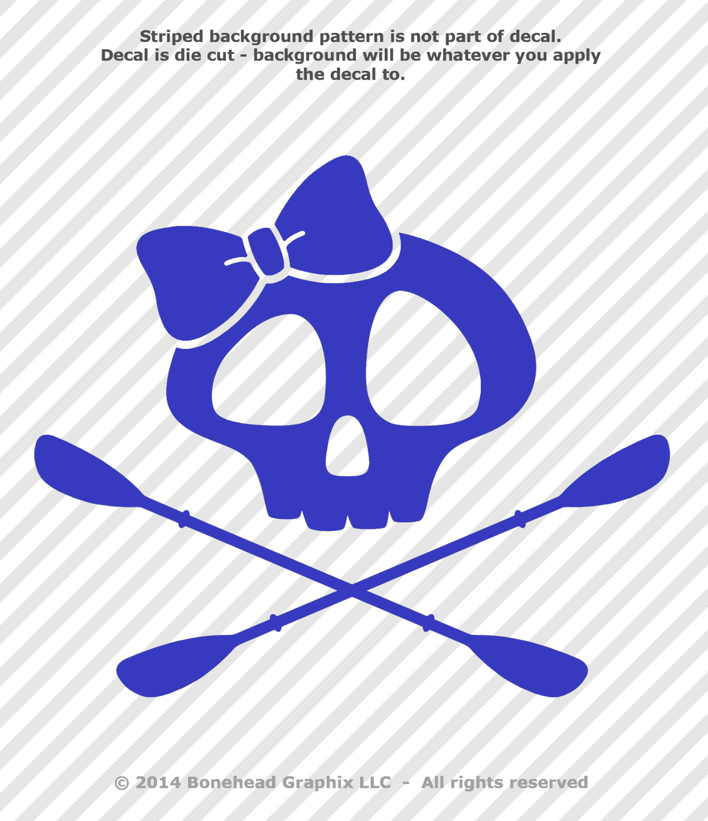 Skull With Bow and Oars Paddles Kayak Canoe 13.5 inch Vinyl Decal ...