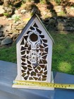 Tile Mosaic Birdhouse Whitewashed, tin roof, key hole perch, indoor ...