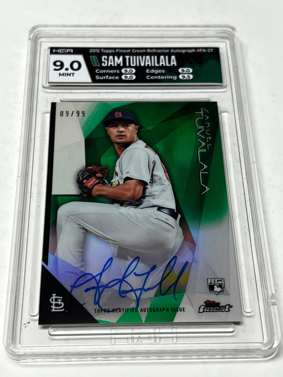 2015 Topps Finest - Autographs Sam Tuivailala #FA-ST Green Refractor ...