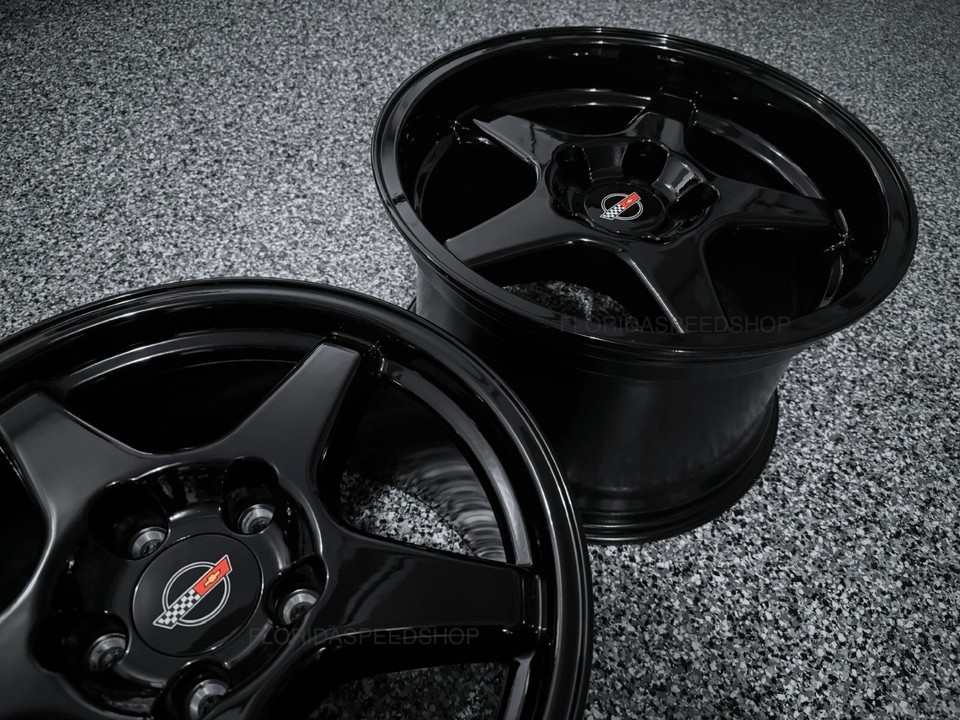 GLOSS BLACK C4 ZR1 CORVETTE WHEELS 17x9.5/17x11" FITS: 1995 C4 CORVETTE ...