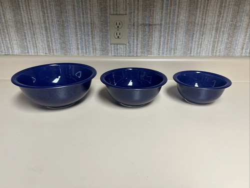 3pc Set PYREX VTG Glass Mixing Bowls, Cobalt, Dark Blue, Nesting, 325 ...