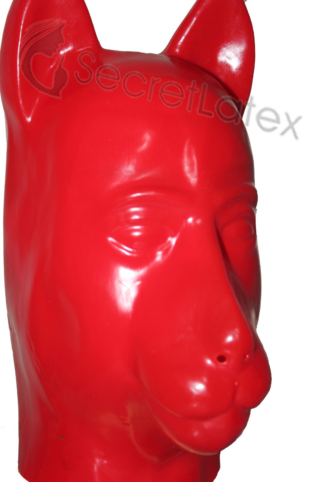 LATEX DOG HOOD RED RUBBER PUPPY FETISH TOY PET PLAY LONG MALE SUIT ...