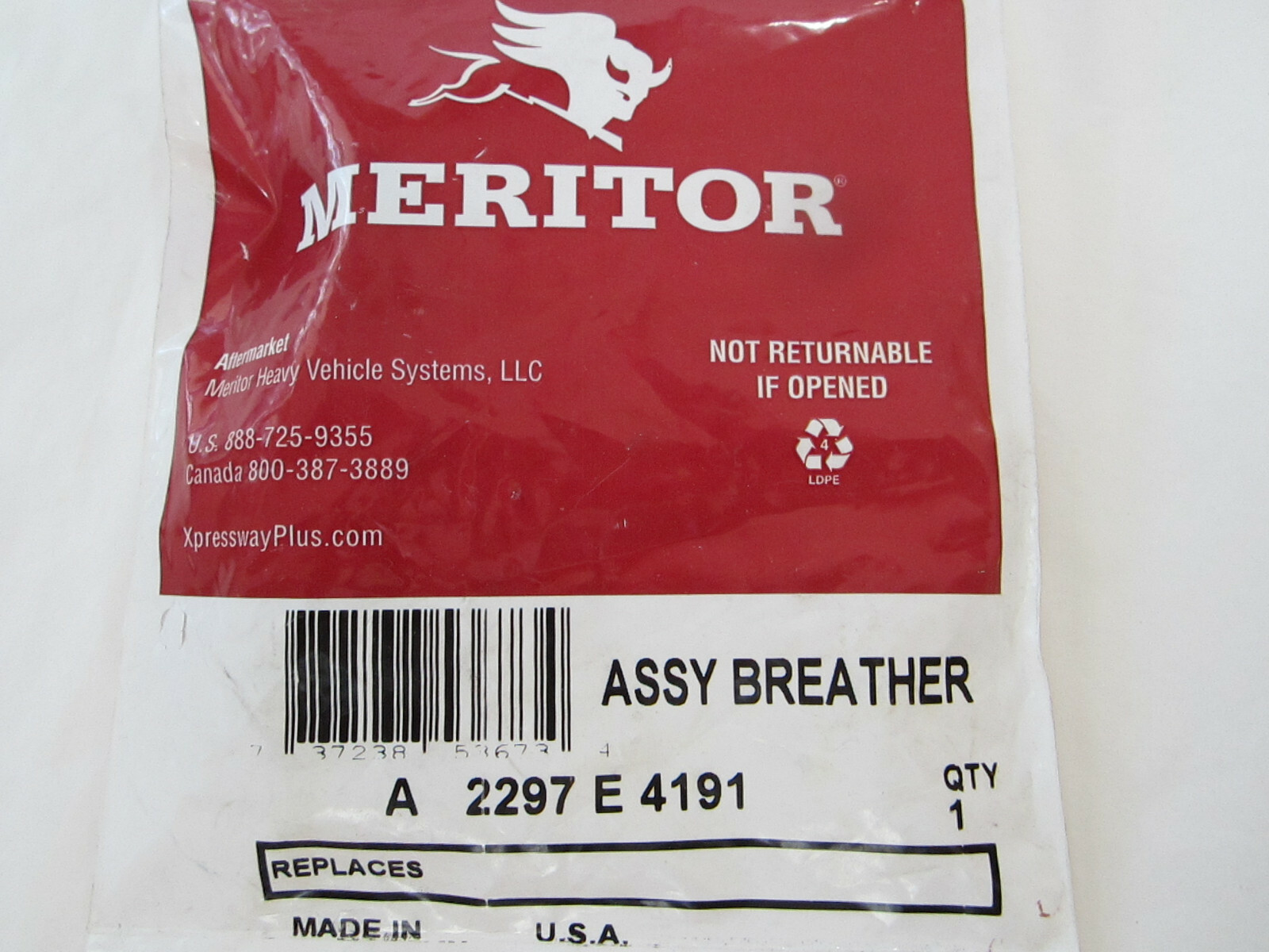 MERITOR A 2297 E 4191 BREATHER ASSEMBLY A2297E4191 | eBay