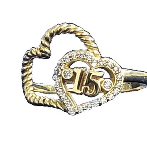 14k Gold Heart Quinceanera Ring, Sweet 15 Ring With 2.3g Of Gold | eBay
